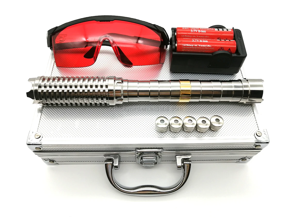 B022 Laser Pointer 5km Long Distance Stainless Steel Rechargeable 450nm ...