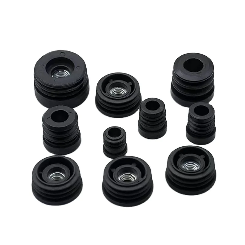 Round Plastic Pipe Plugs With M6 M8 M10 Nut Hole Black Pipe Cover ...