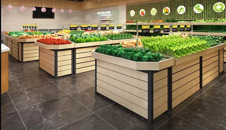 Retail Store Shelves Wood Fruit And Vegetable Shelf Display Stand Rack ...