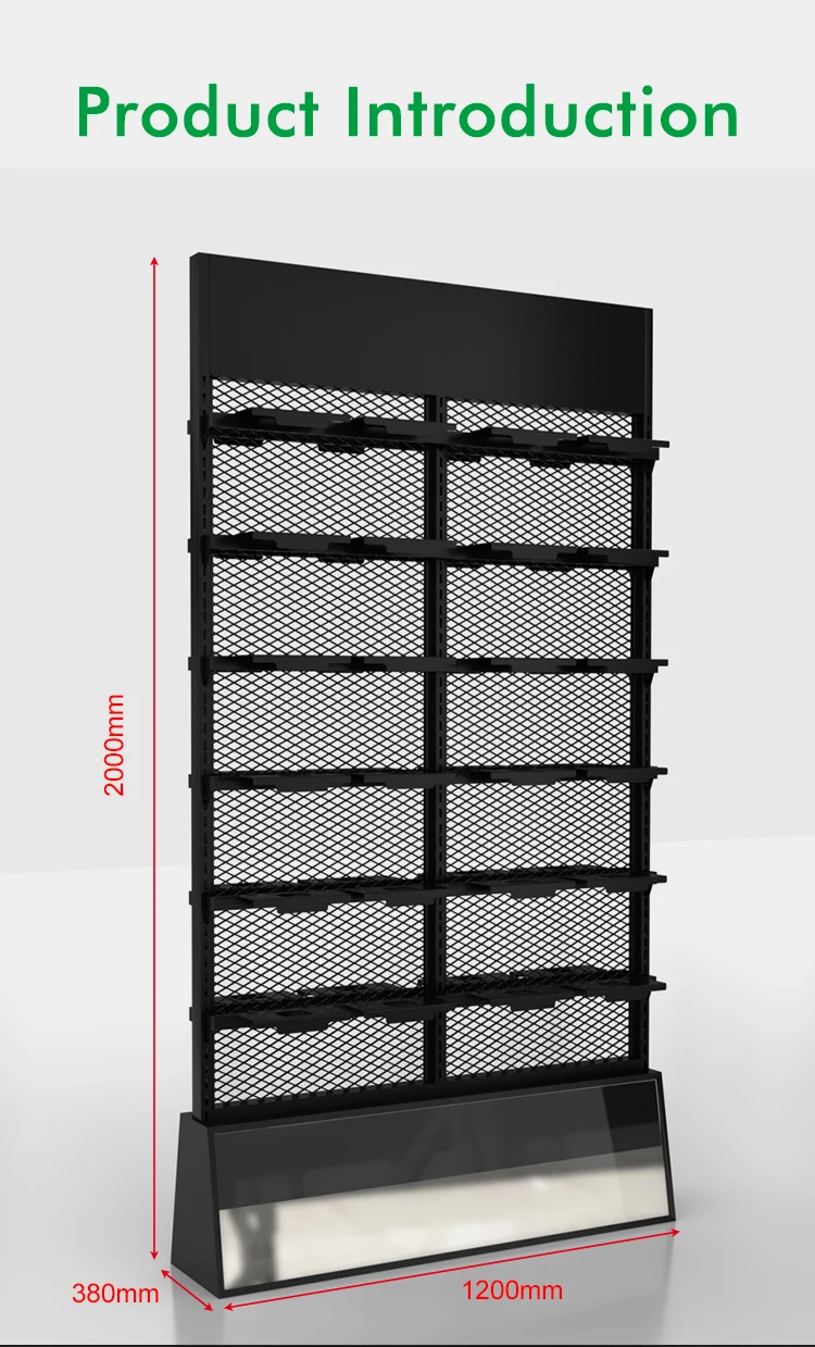 Black Metal Light Duty Display Rack & Shelves Unit for Supermarket ...