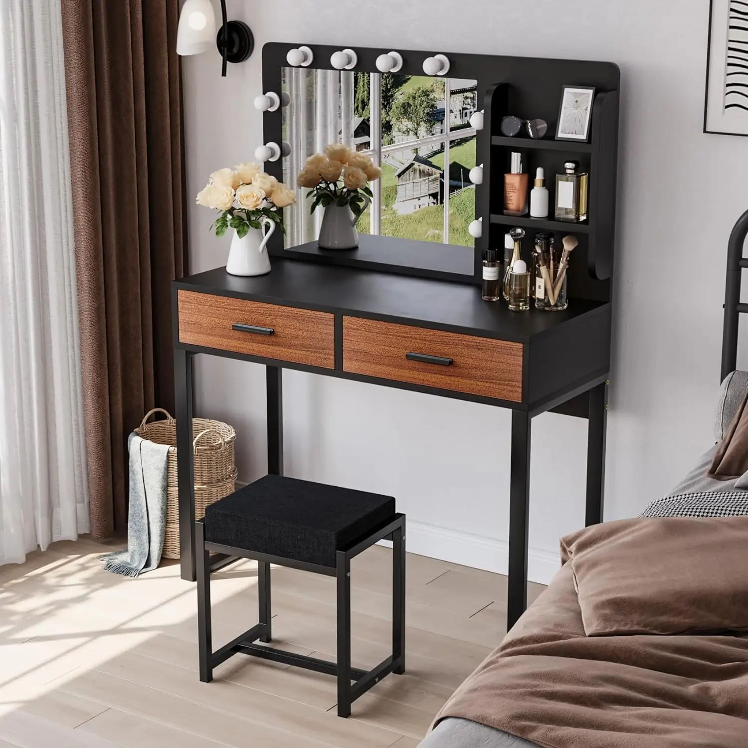 Modern Luxury Dressing Table with Mirror and Chair New Fashion Simple ...