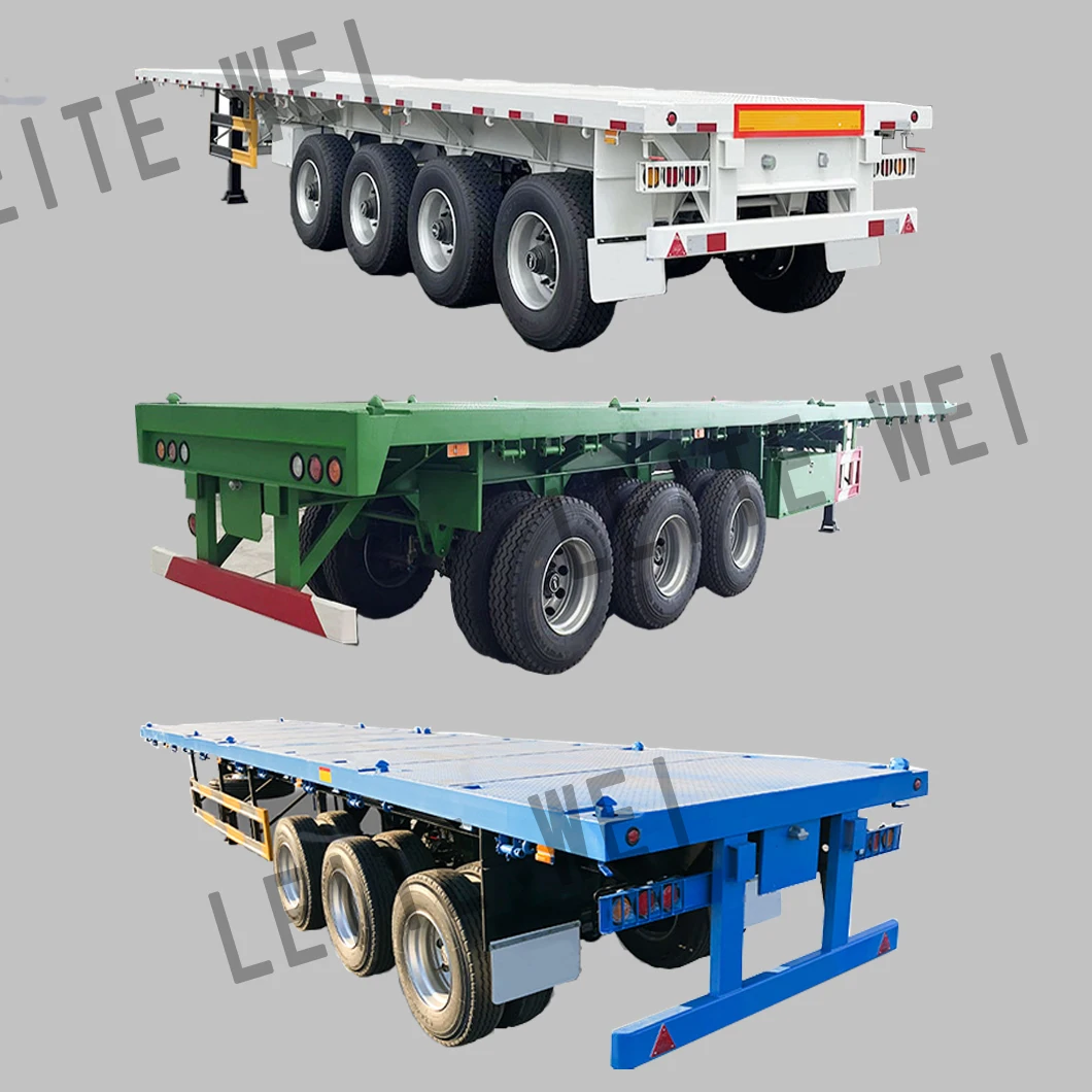 3 Axle 20ft 40ft Container Chassis Transport Flat Bed Flatbed Semi ...