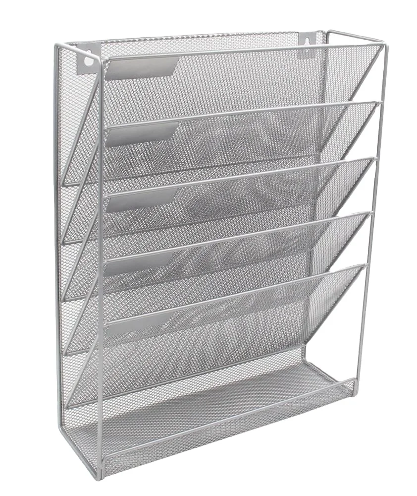 5 Tier Hanging Document Holder Letter Tray Organizer Mesh Metal Wall ...
