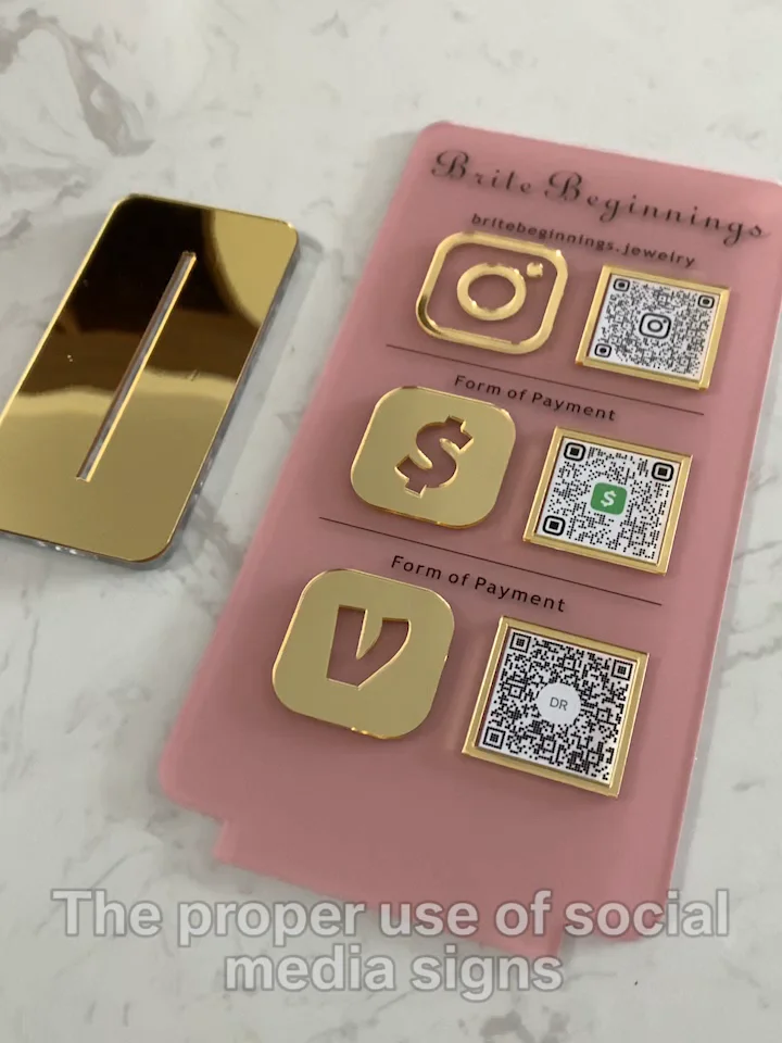 Custom Table Top Business Instagram Social Media Sign Mirror Qr Code ...