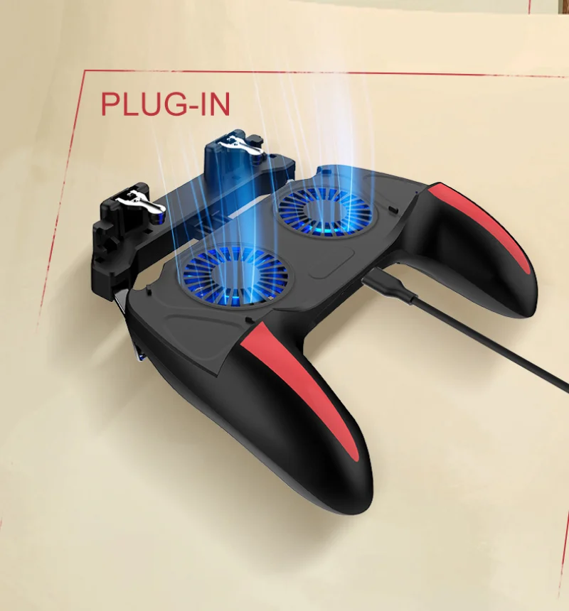 Six Finger Game Controller Gamepad Trigger Shooting Free Fire Cooling Fan Gamepad Joystick for ...