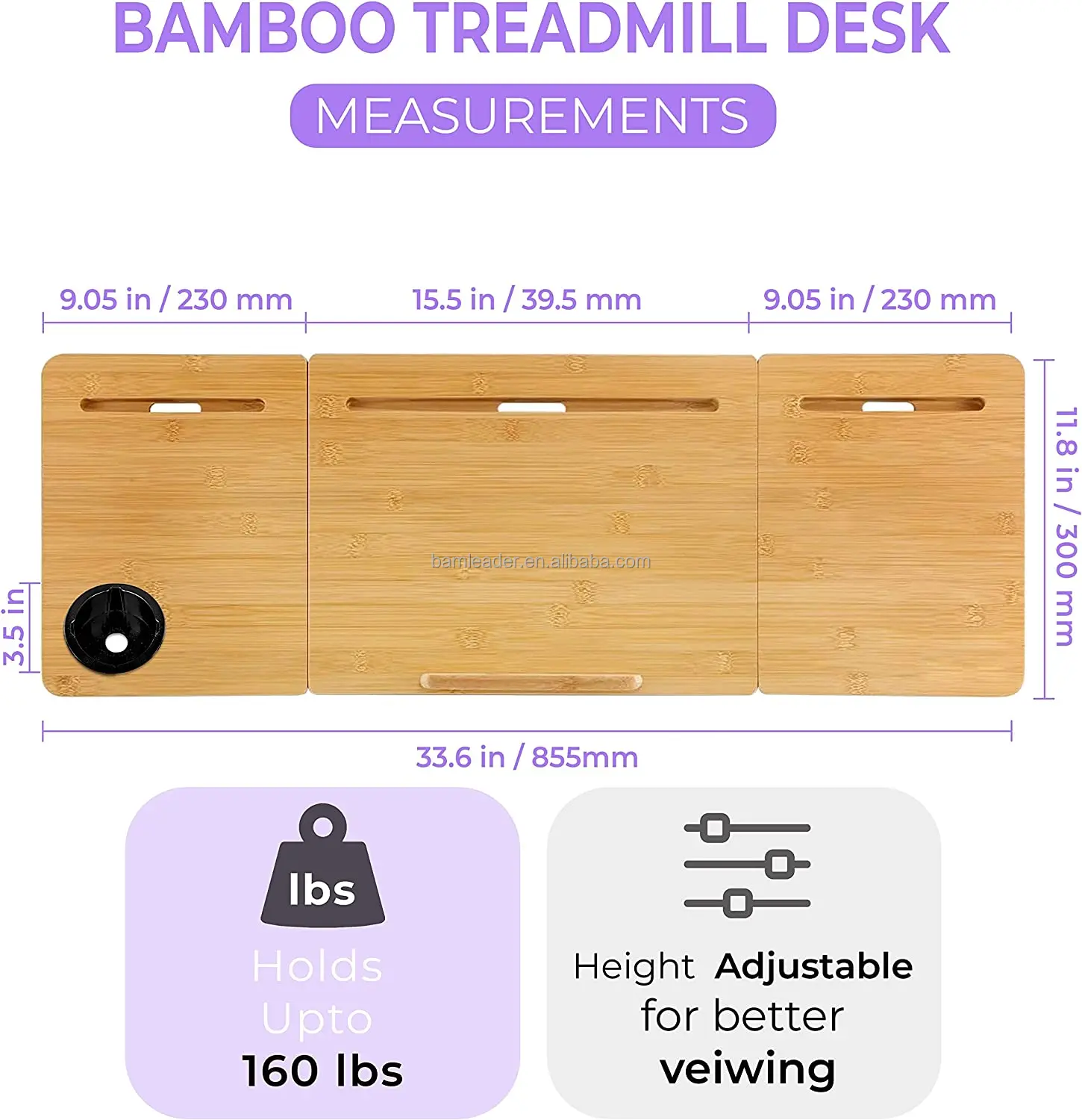 Customizable Bamboo Treadmill Desktop Adjustable Desktop Computer Tray ...