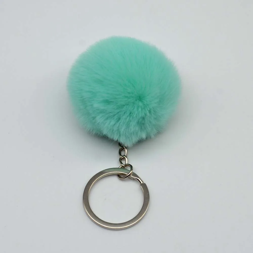 5cm Diy Silver Cute Puffy Plush Fluffy Fur Balls Pompom Pom Keychain ...