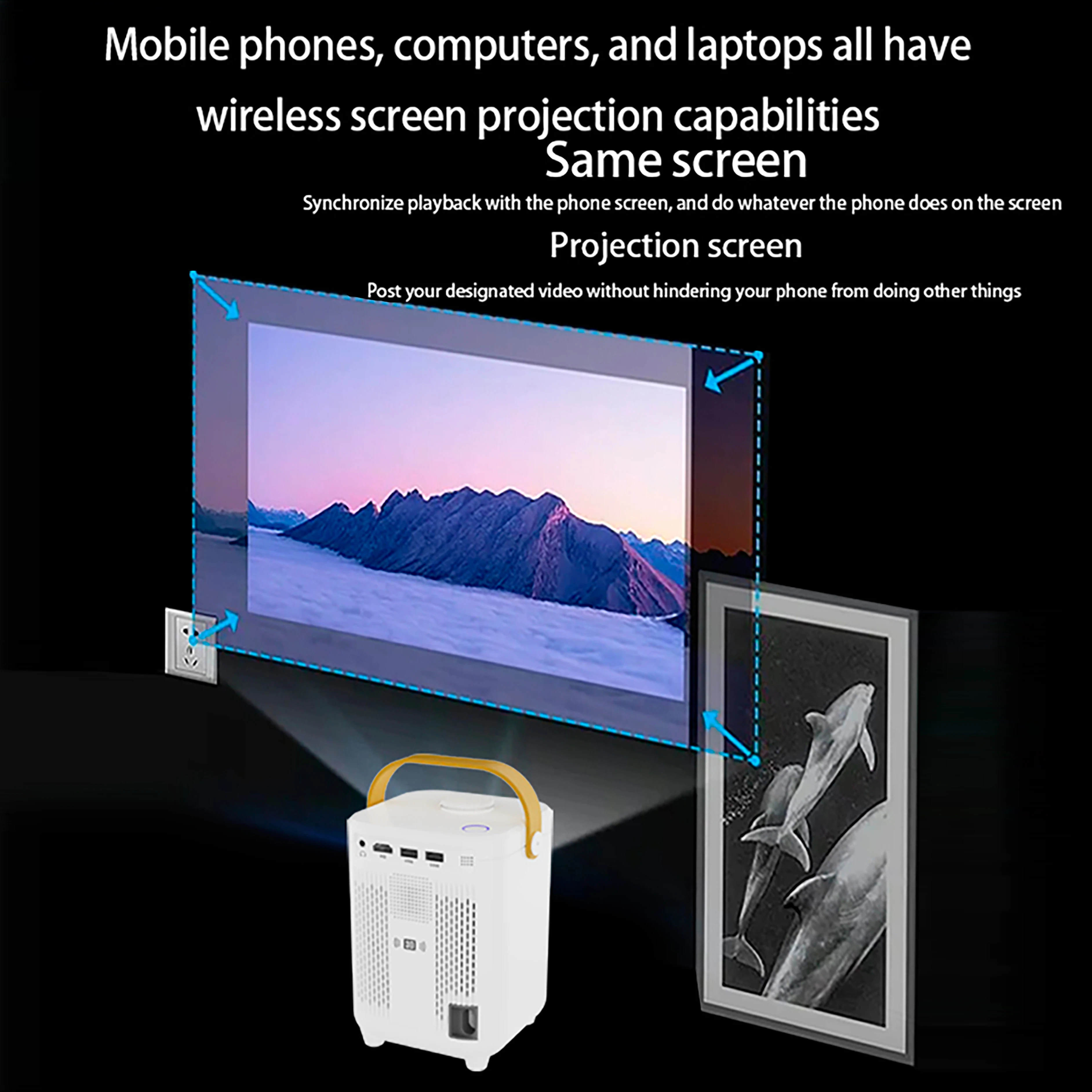 4k 1080p Supported Full Hd Projector 150 Ansi Lumens Portable Lcd Home ...