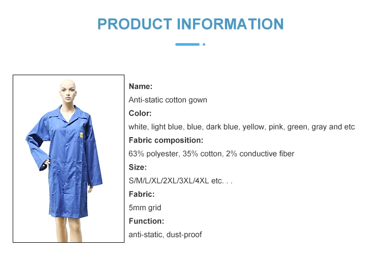 5mm Tc Cotton Esd Lab Coat Logo Stripe Anti-static Suit Washable ...