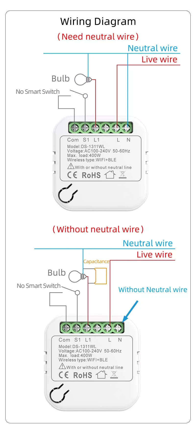 MVAVA Smart Mini Switch Module - Tuya Wifi Control for Home