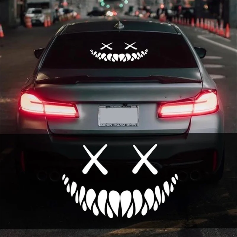 Devil smiley face car sticker rear windshield door hood personality ...