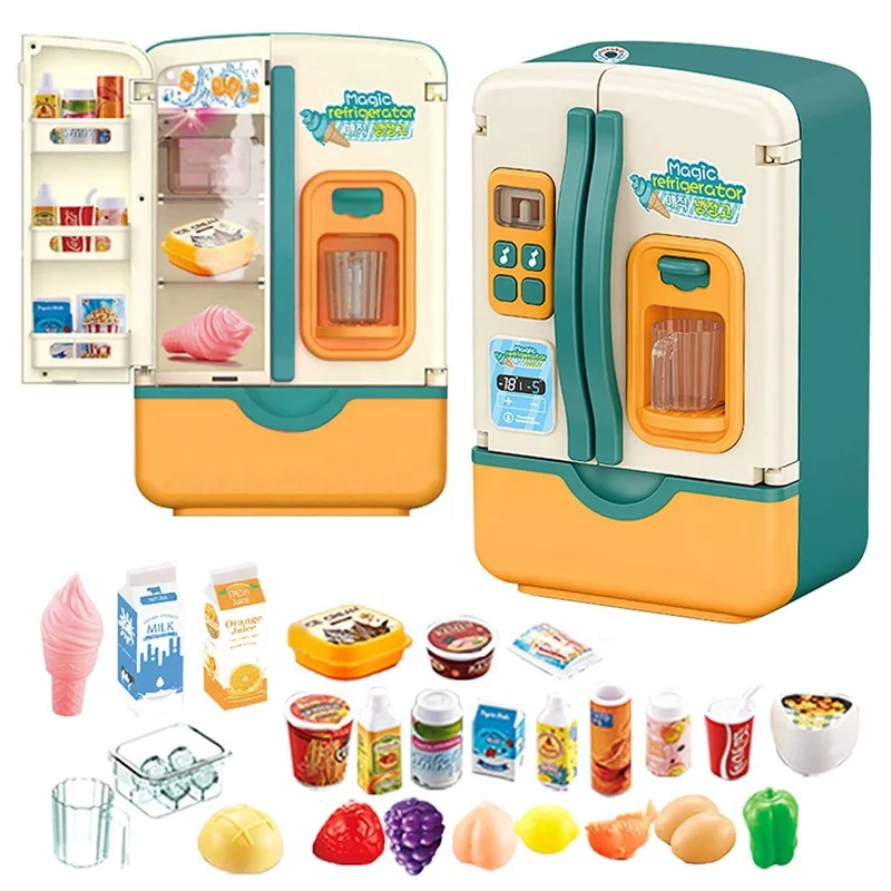 Pretend Play Refrigerator Fridge Toy With Spray Function Simulation ...