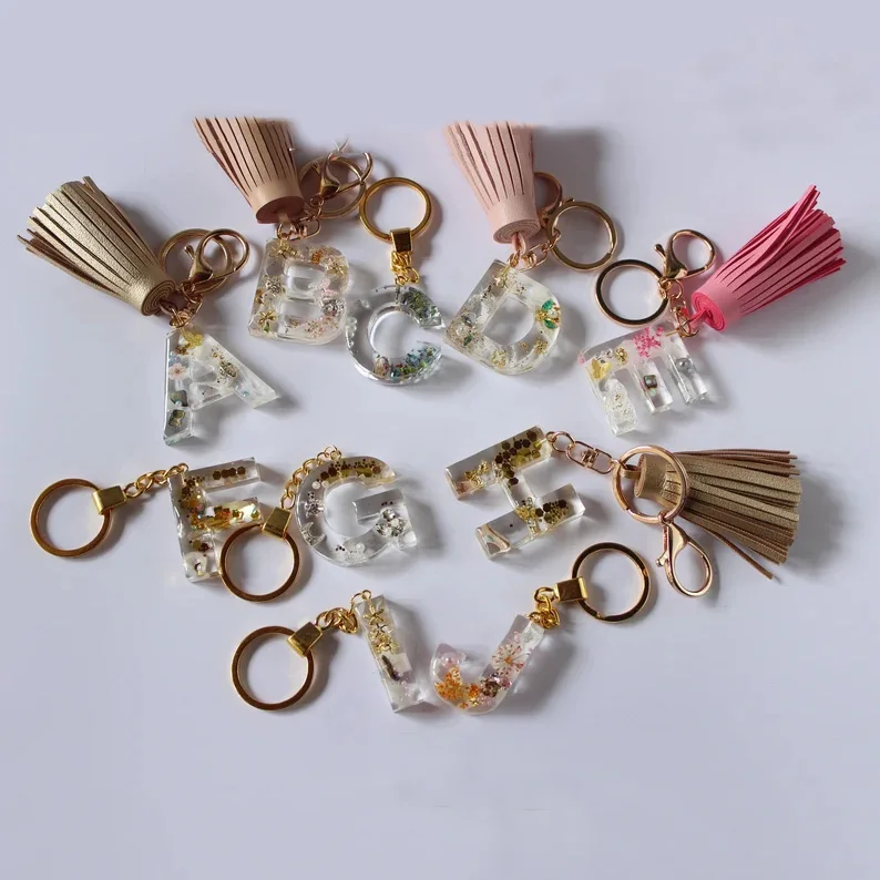 New Design Resin Letter Keychains Alphabet Keyrings Individual Initial ...
