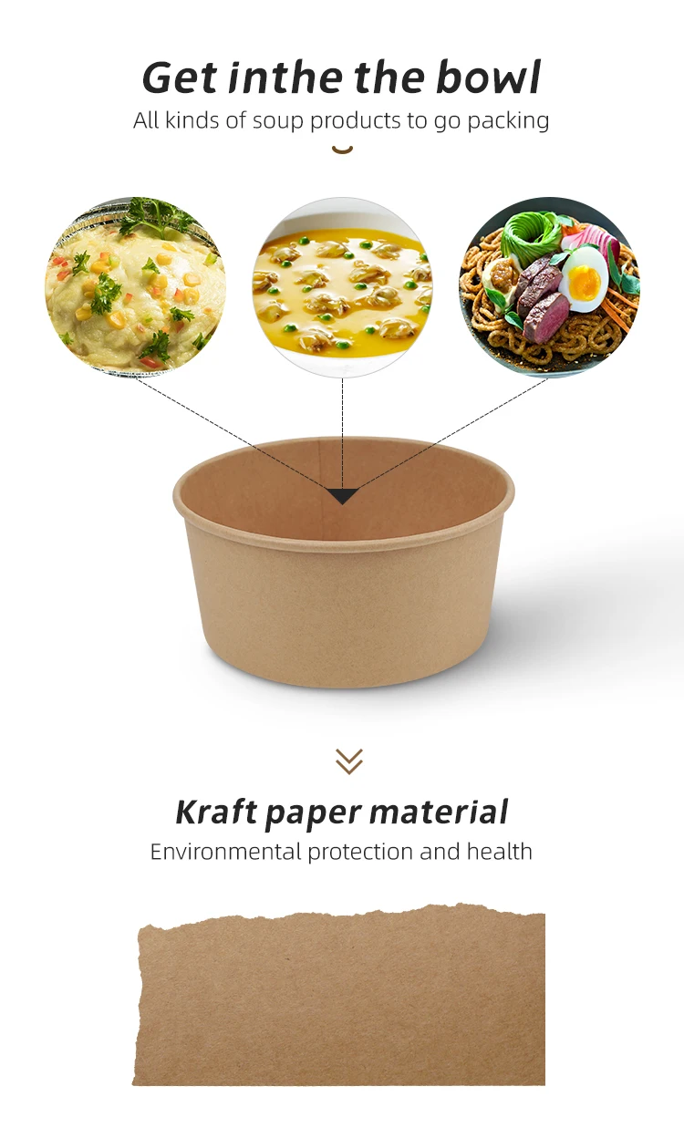 MEMEDA Rectangular Kraft Paper Bowl with Lids for Take-Away Salad Ramen ...