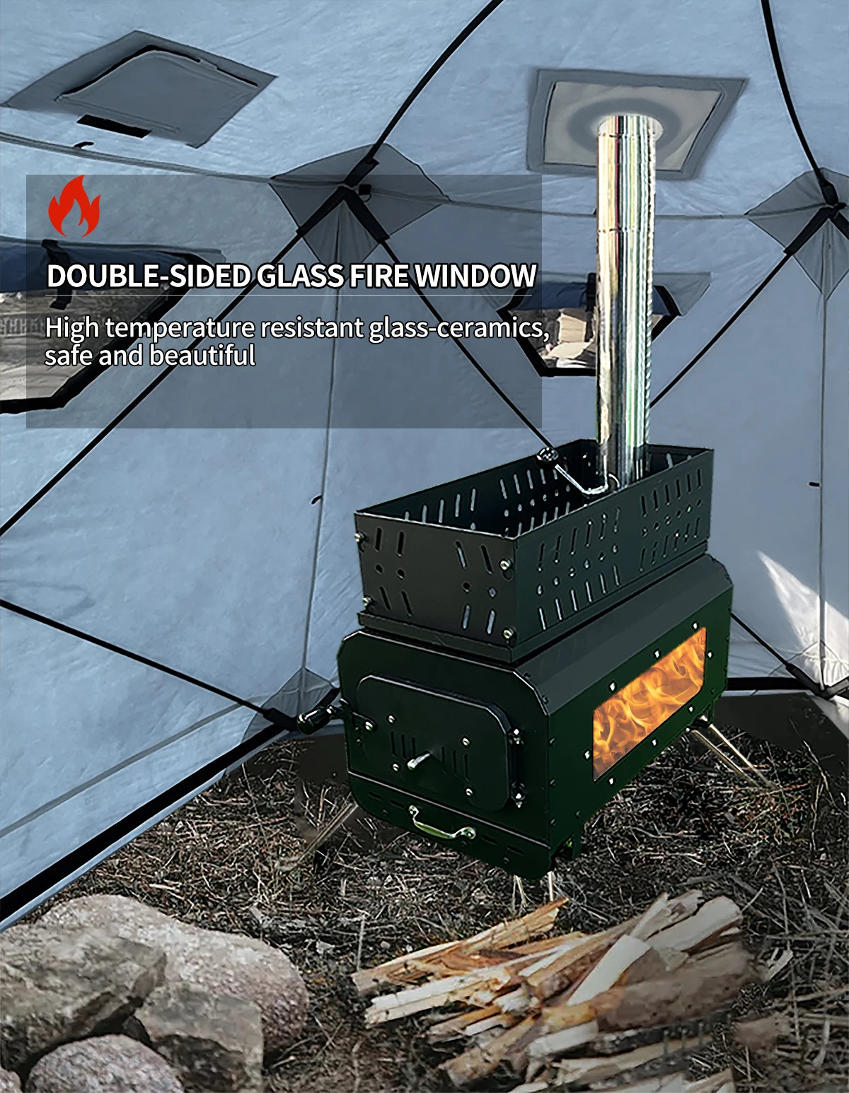 Outdoor Camping Foldable Firewood Sauna Stove Indoor Heater Wood ...