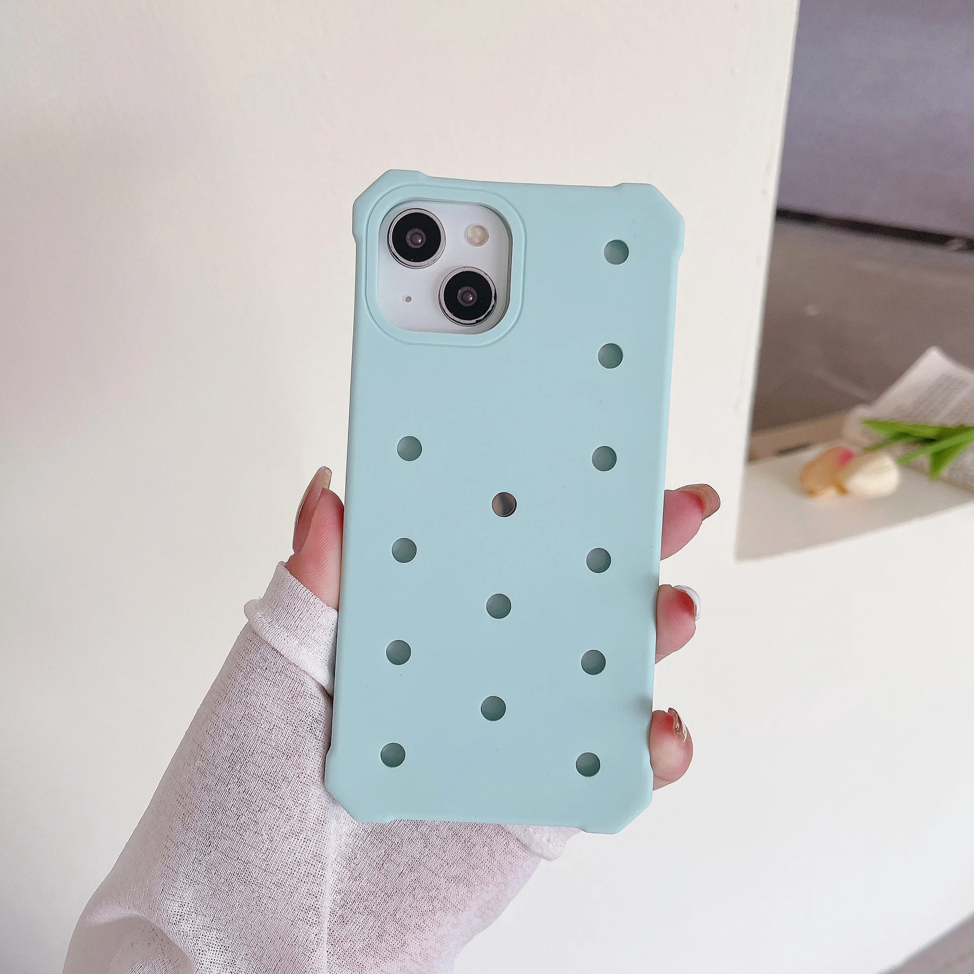 Simple 2 In 1 Four Corner Anti Fall Hollow Small Hole Phone Case For ...