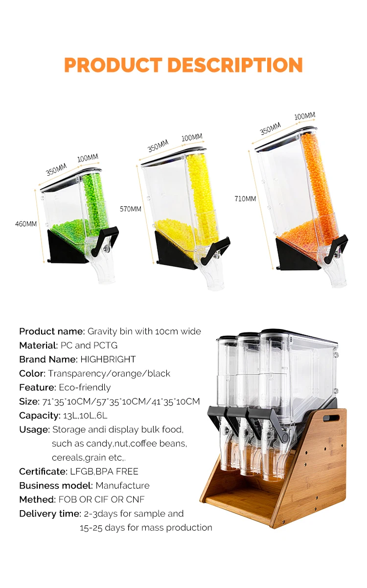 Supermarket Coffee Bean Plastic Storage Tank Gravity Box Drop Wall ...