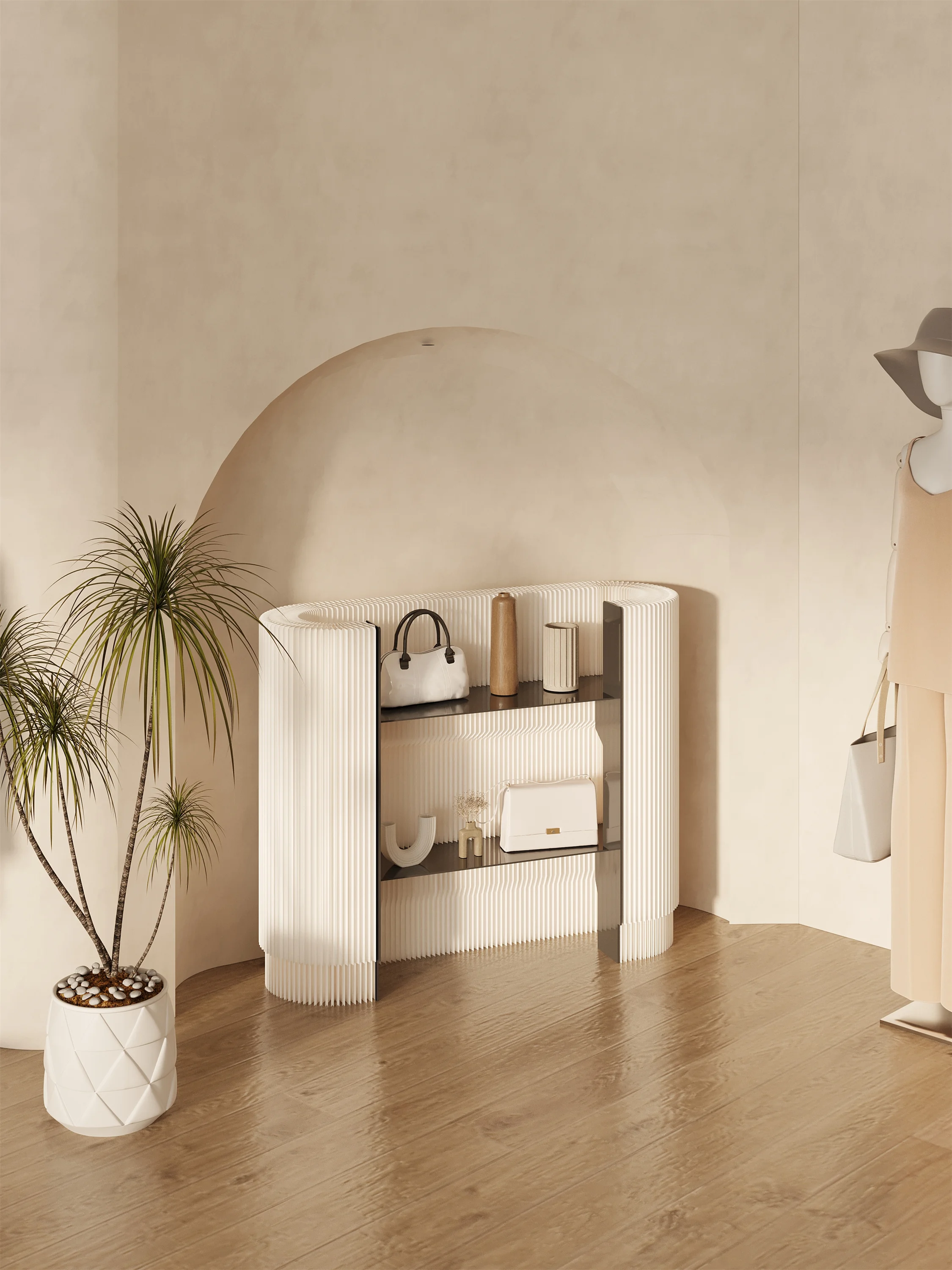 Ihpaper Eco-friendly White Roundabout Reception Desk & Rotatable ...