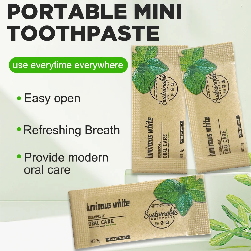 Disposable Bamboo Toothbrush 0.1 Oz. Mini Toothpaste Premium Anticavity ...