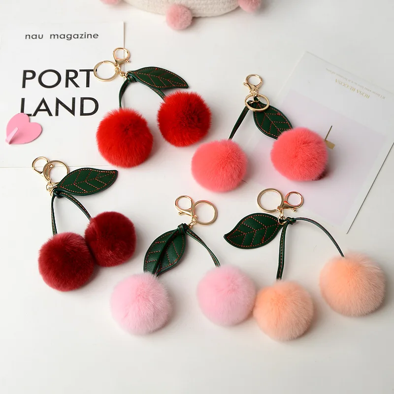 Plush Fruit Cherry Keychains - Customizable Promotional Gifts