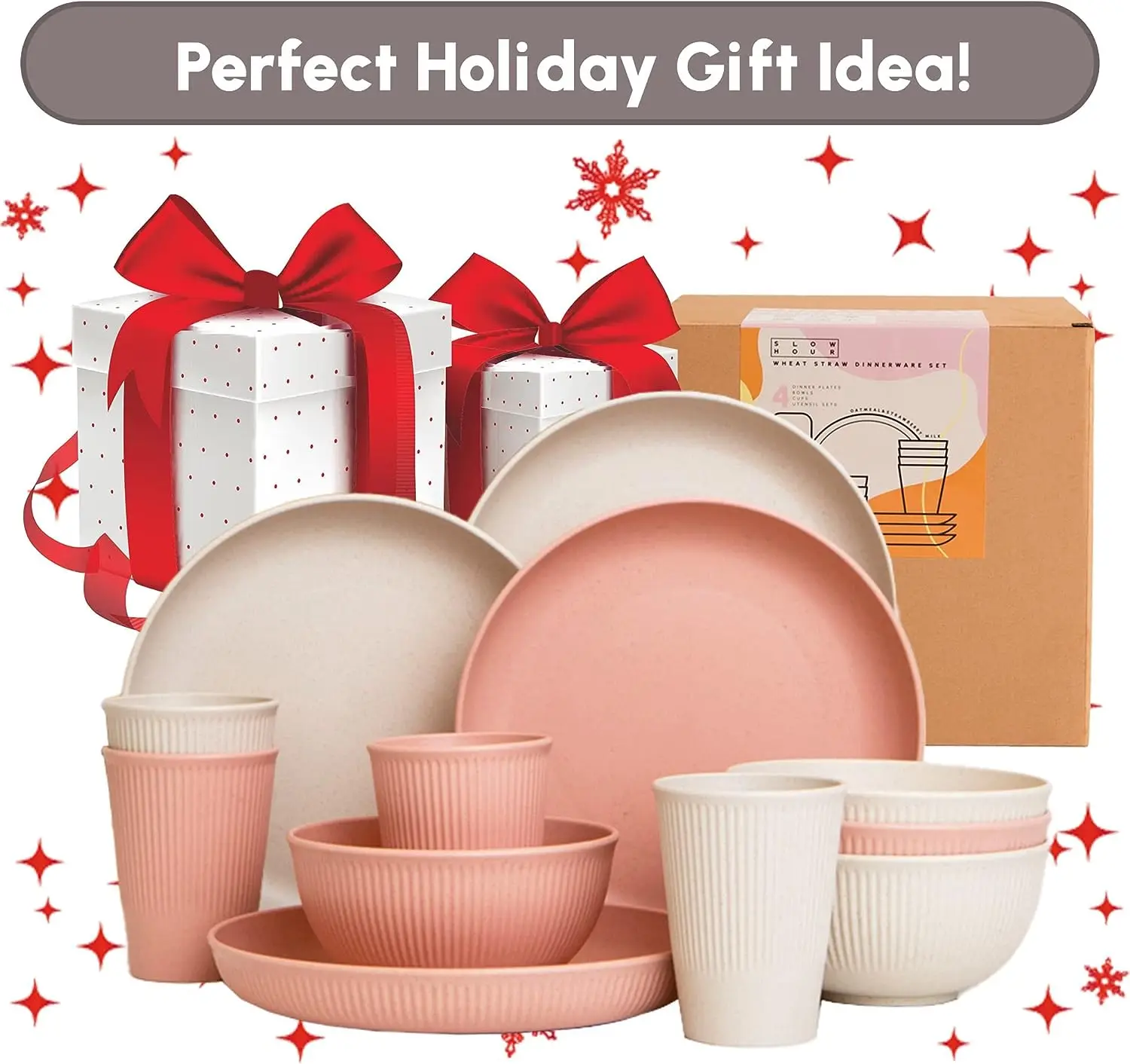 Reusable Eco Friendly Wheat Straw Plastic Picnic Dinnerware Set