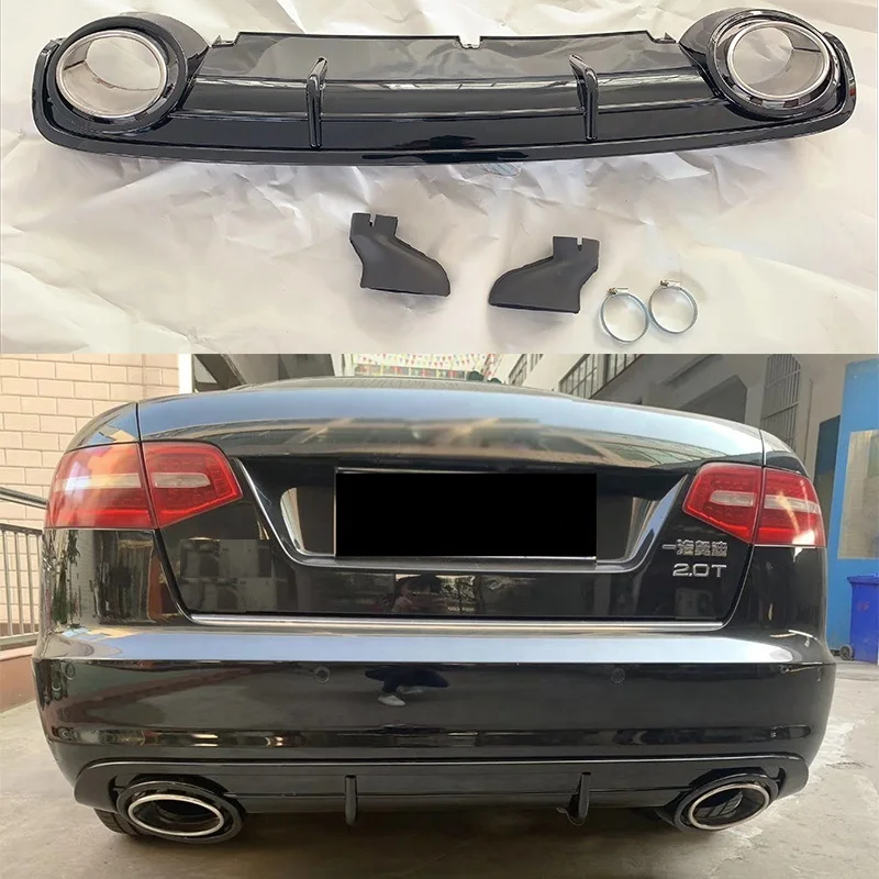 Hot RS6 Style Rear Bumper Diffuser With Exhaust Tailpipe Nozzle for ...