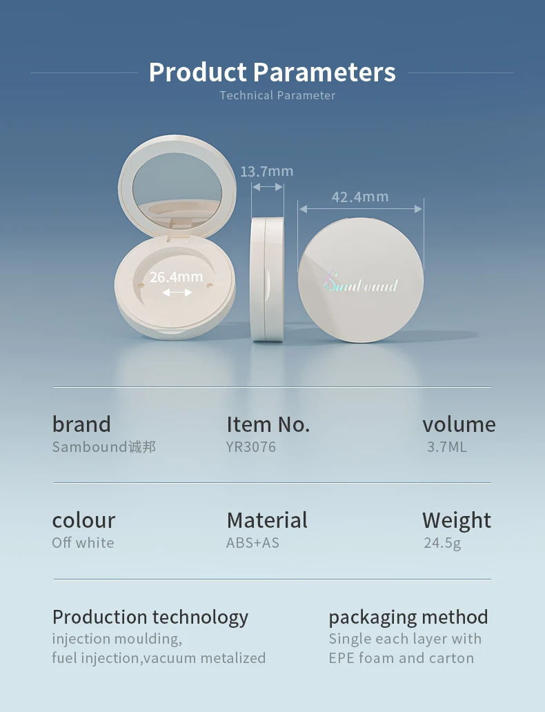 Custom Round Luxury Magnet Compact Powder Packaging White Cosmetic ...