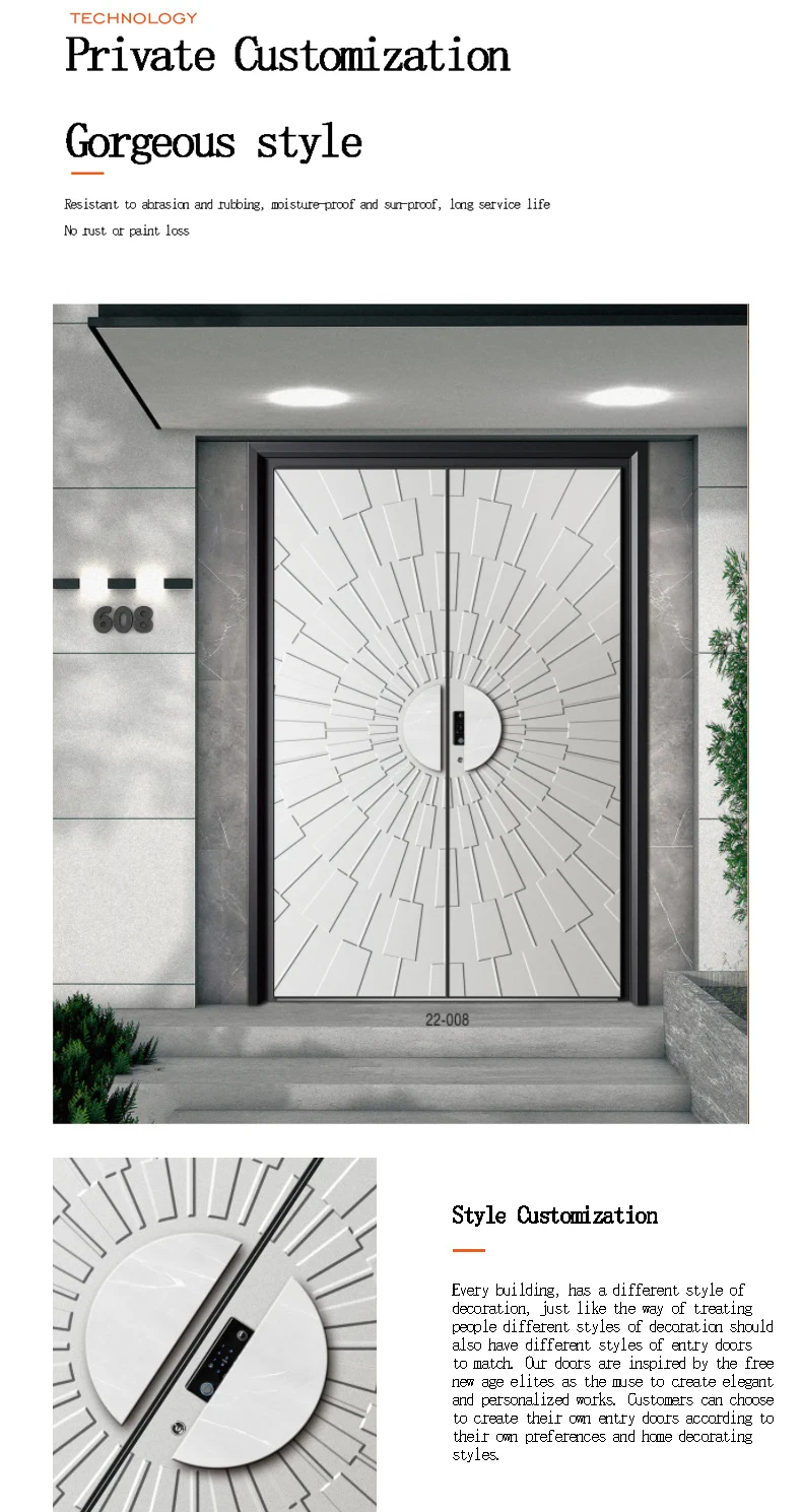 Modern Factory Villa Solid Wood Aluminium Exterior Doors Entrance ...