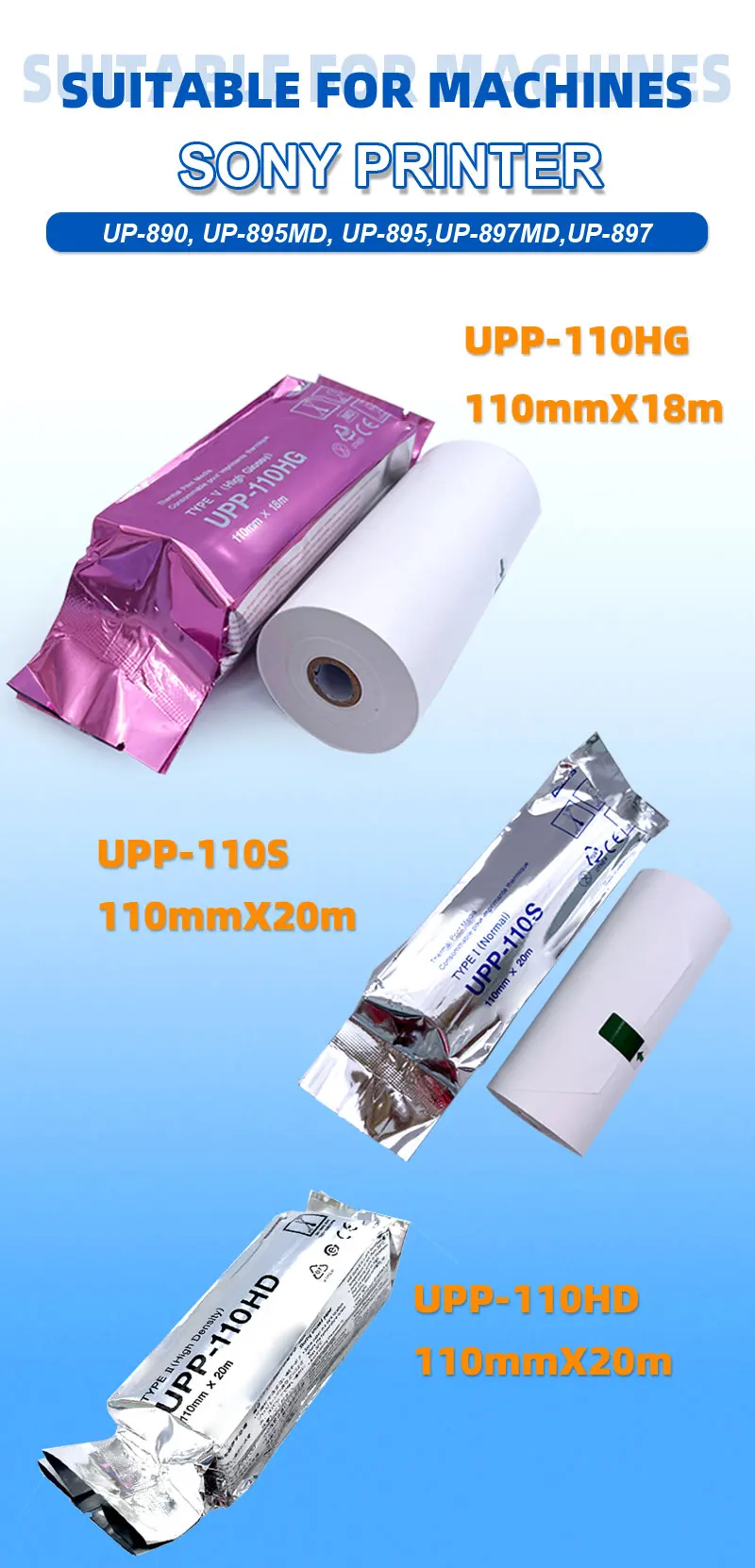 Sony Upp De Rollo De Papel Upp-110hg 110s 110hd Ultrasound Paper For ...