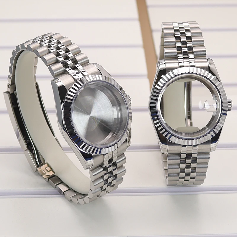 Custom 36mm 40mm NH35 Silver Case Strap Transparent Back case Wrist ...