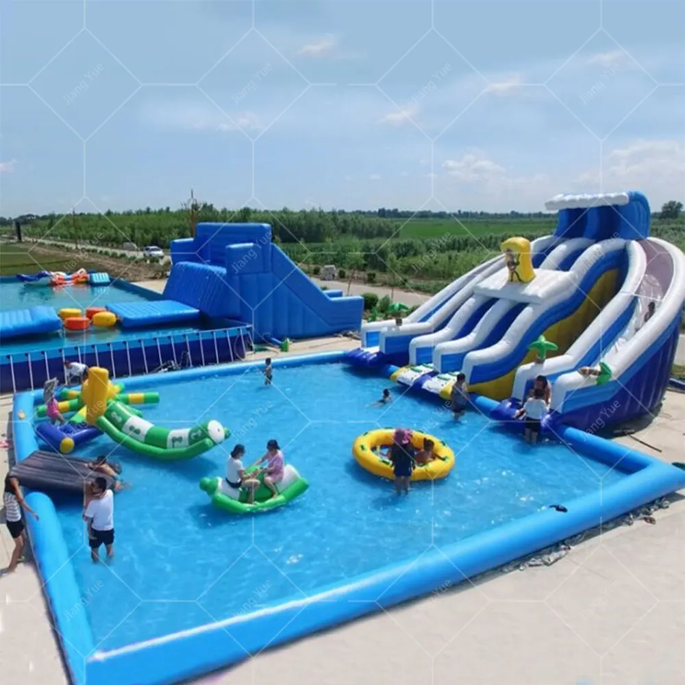 Giant Large Adventure Commercial Inflatable Water Park With Water Slide ...
