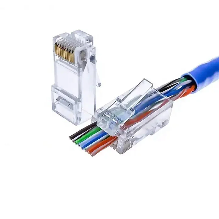 批发以太网RJ45连接器Cat5e Cat6通过8P8C模块化插头UTP插入6类RJ45连接器| Alibaba.com