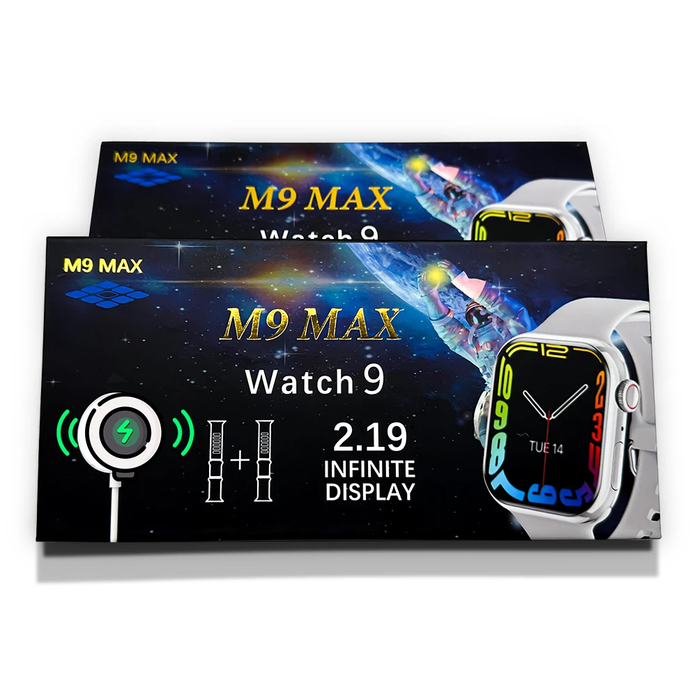 2023 Wireless Charging M9 Max Smart Watch Bt Call 2.19 Inch Hd Display ...