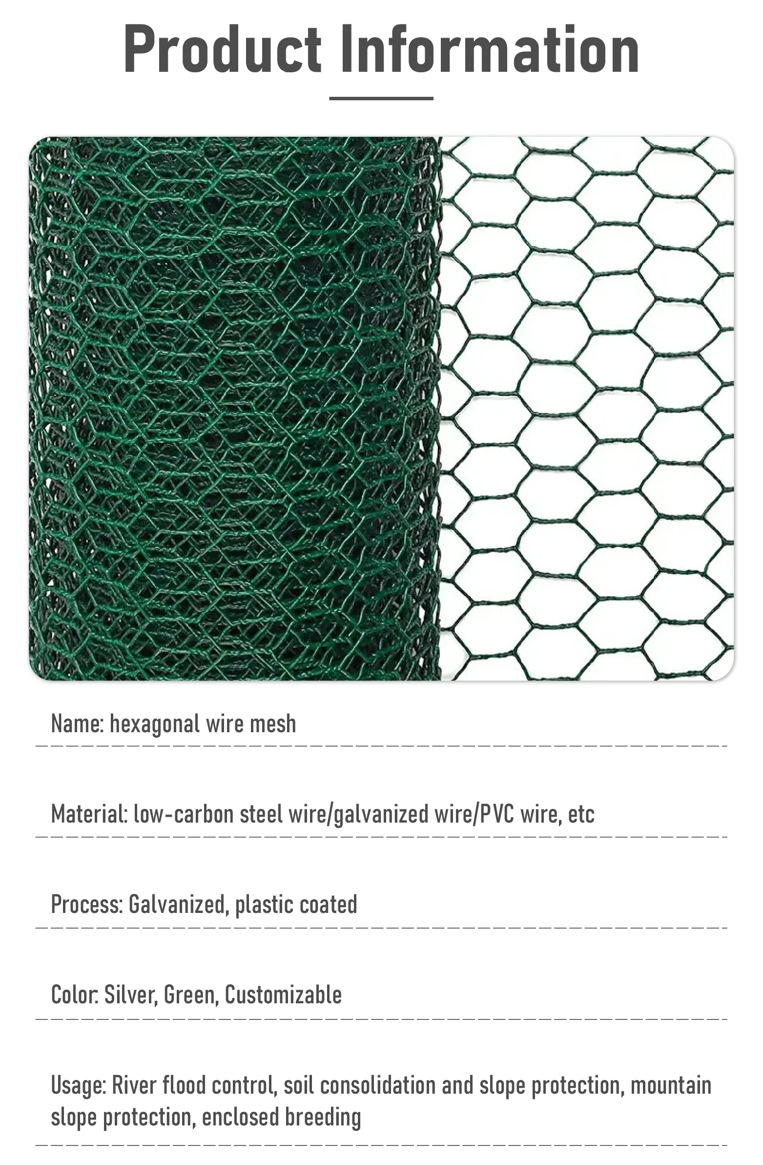 Pvc Coated Hexagonal Wire Mesh Chicken Fence For Poultry Farm Mesh Net ...