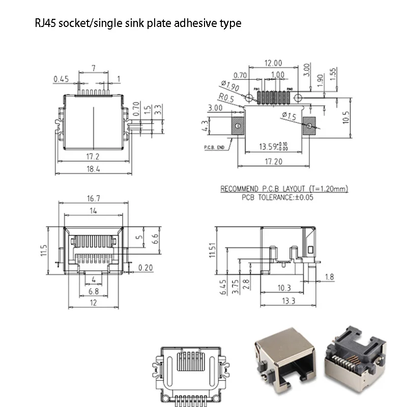 Rj45 Connector Single Port No Led Rj 45 With Light And Spring Female ...