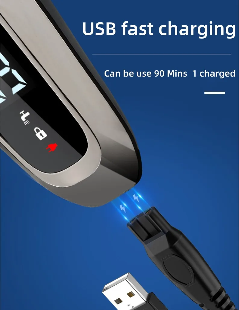 Usb Rotary Rechargeable Electric Shaver Waterproof Triple Blade Shavers ...