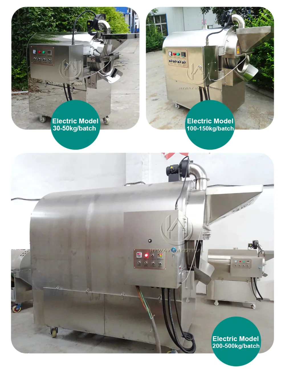 30kg/batch-500kg/batch Soya Roaster Oat Roaster Chinese Roaster