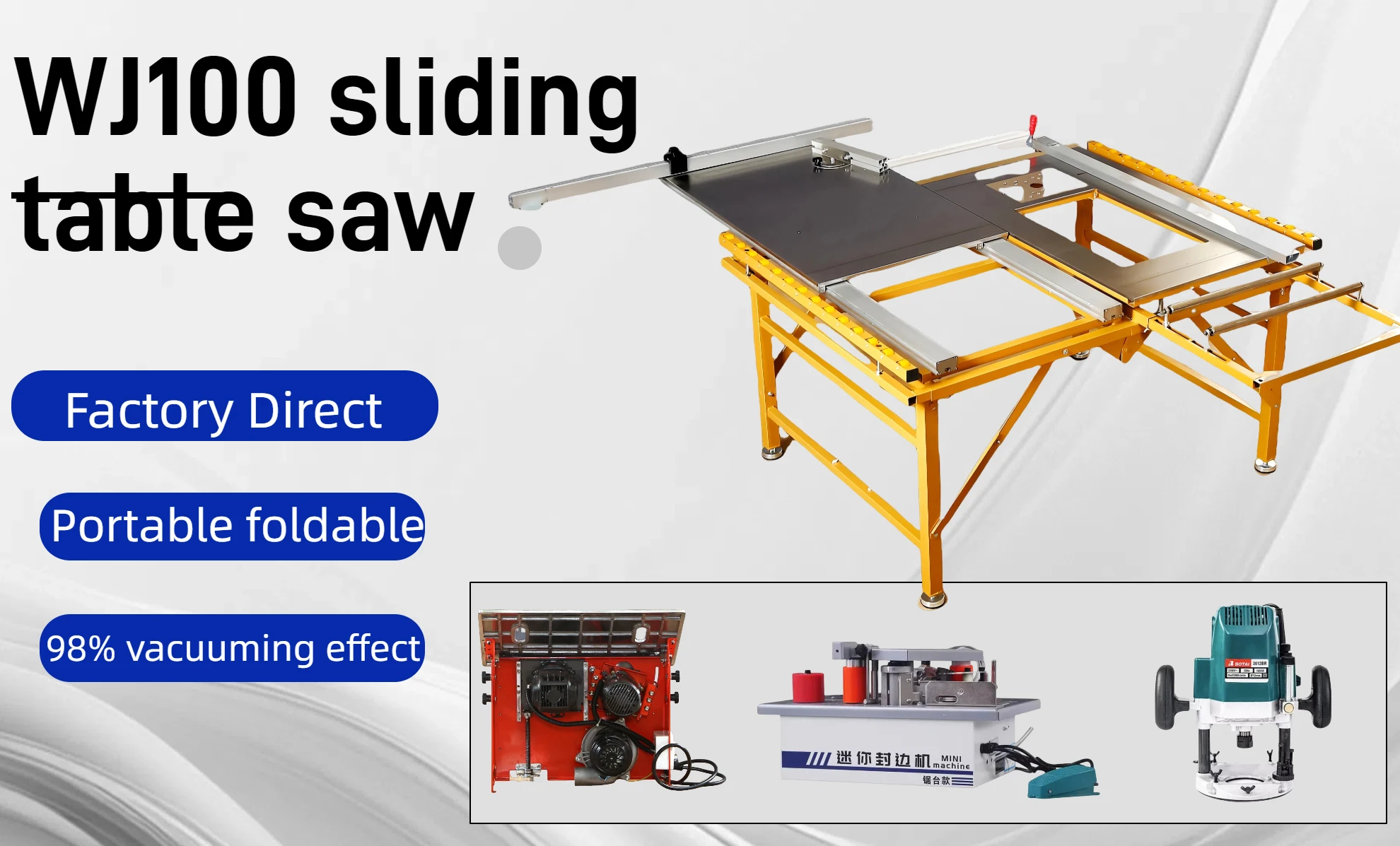 WJ100 Portable Sliding Table Saw for Woodworking & Cutting Machine