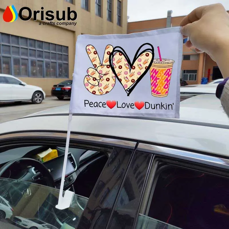 Orisub Personalized Double Sided White Car Flag With Pole Sublimation ...