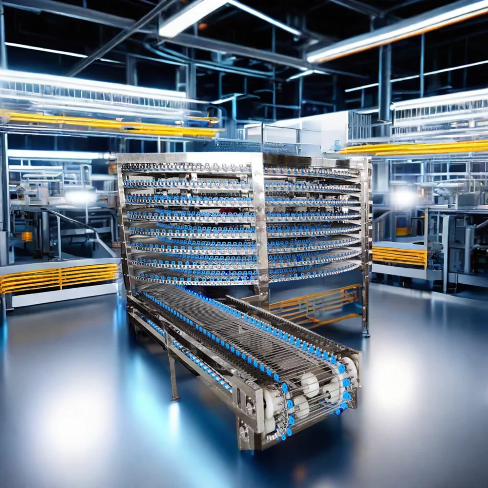 Stainless Steel Spiral Cooling Tower Conveyor For Frozen Dumplings ...