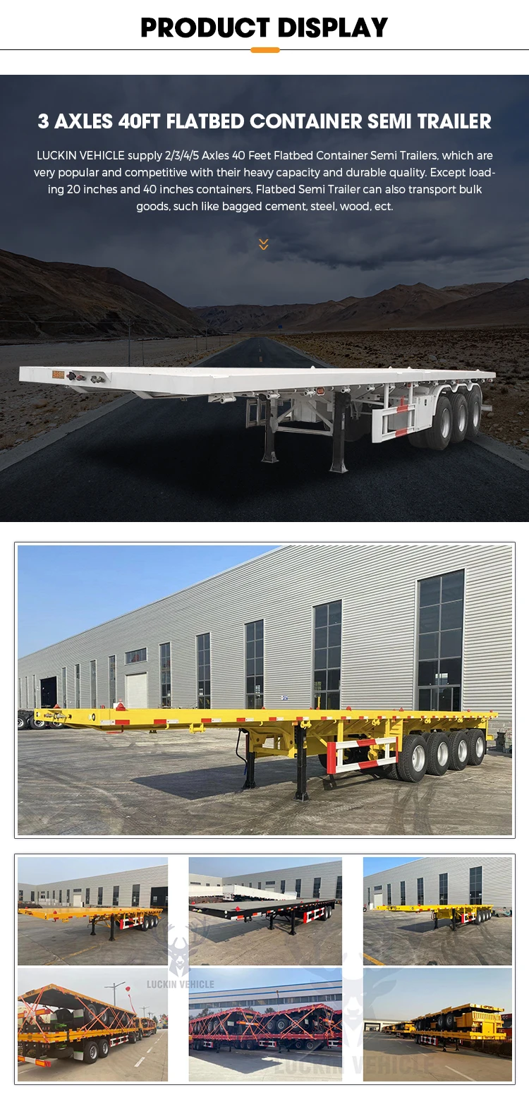 Flatbed Semi Trailer Truck Flatbed Semi Trailer 40 Ft Tri Axle Flatbed ...