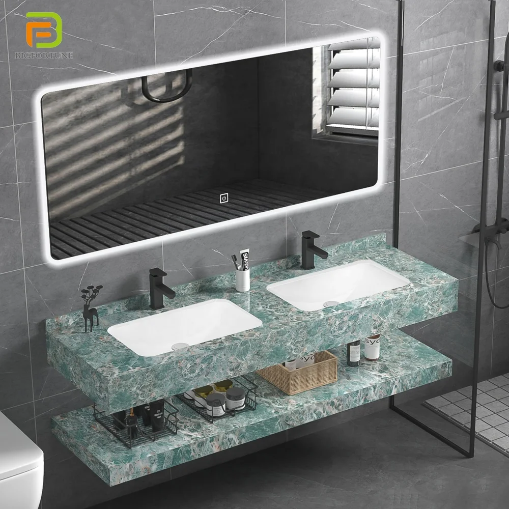 Modern Hotel Wall Mounted Marble Solid Surface Stone Top Integrated ...