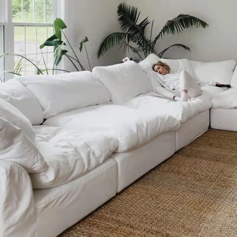 Modular Sofa Set in White Duck Feather Fabric - Removable Covers for ...
