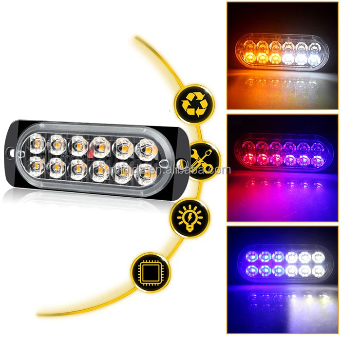 12LED High Light Truck Side Warning Light Emergency Light Amber ...