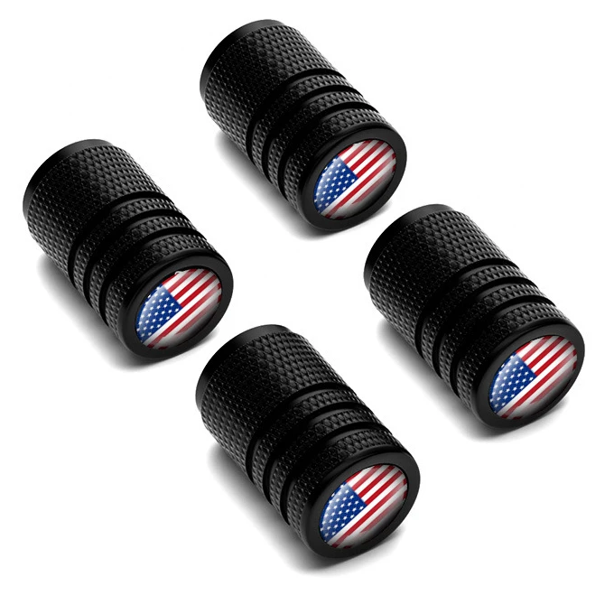 Decoration Aluminum Car Logo Caps Black Custom Flag Universal 4pcs/set ...
