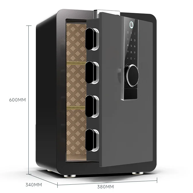 Black Simple Style Convenient Fingerprint Lock Cash Box Money Safes For ...