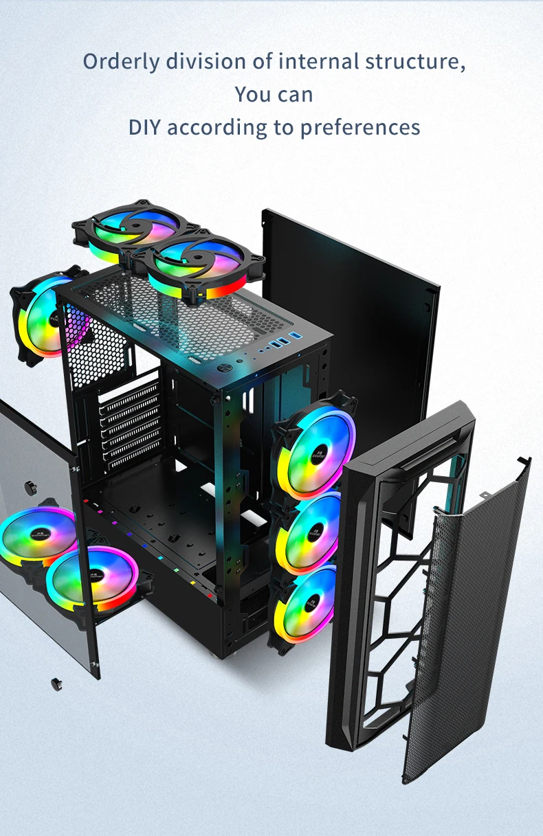 SNOWMAN Gaming Case - ATX Desktop PC Tower with RGB Fans