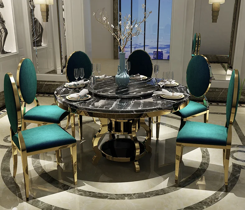 Luxury Marble Top Dining Table With Golden/sliver Stainless Steel Leg ...