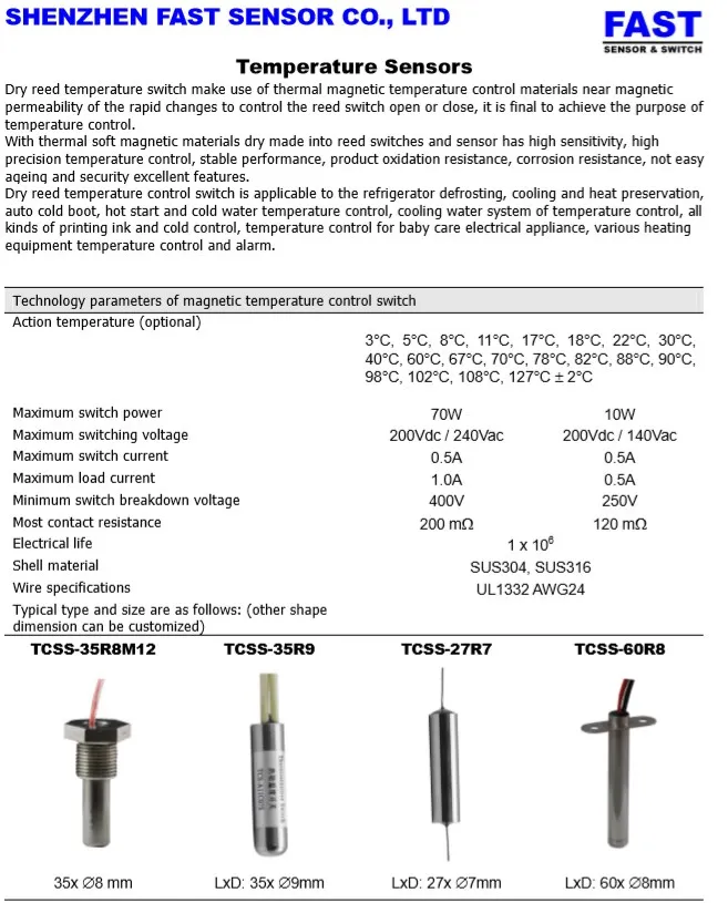 Flange/bracket Mounting NTC/PT100/PT1000 Temperature Sensors