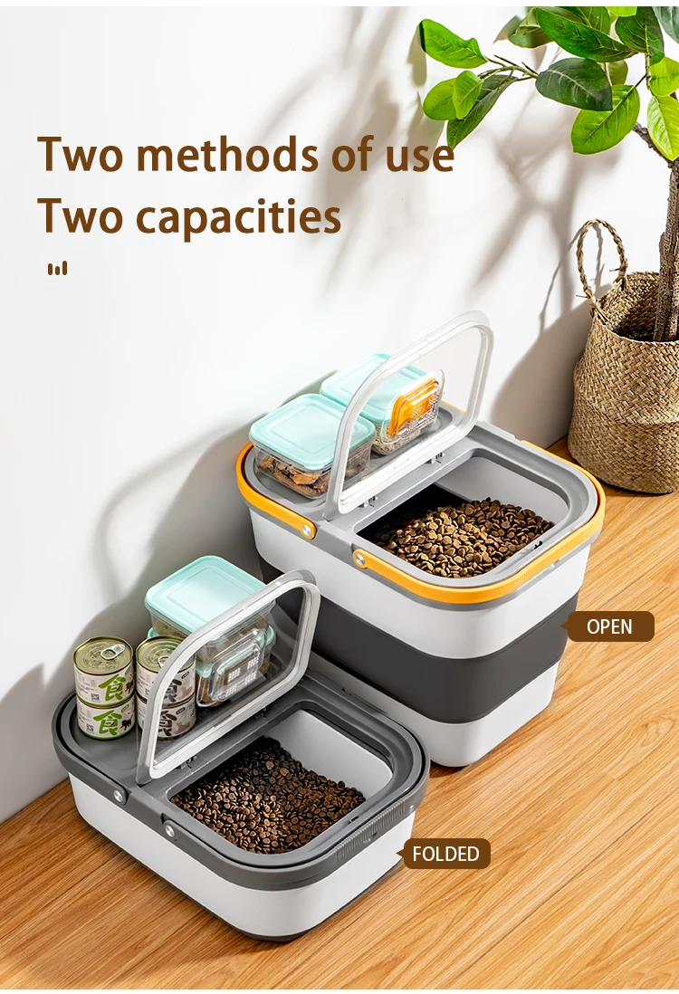 50l Large Capacity Pet Food Storage Bucket With Rolling Wheel Food ...